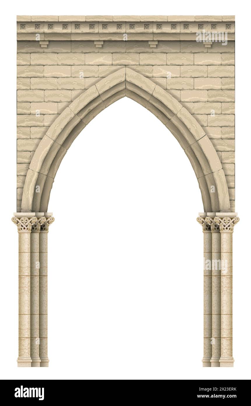 Stone beige antique gothic castle or temple arch Stock Vector Image ...