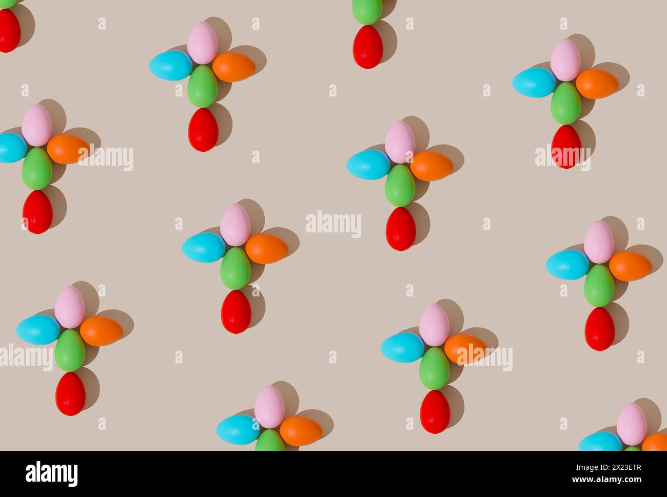 Creative Easter pattern composition of Christian Cross made with ...