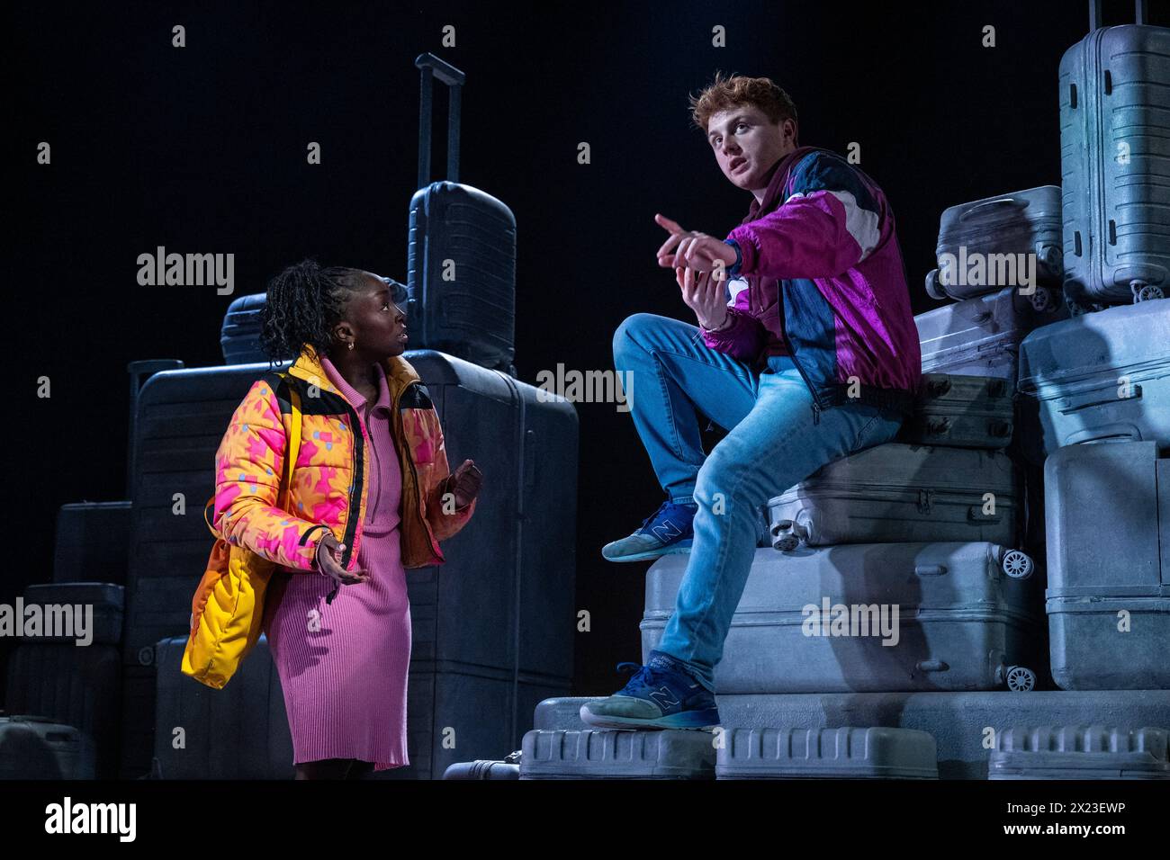London, UK. 19 April 2024. Sam Tutty as Dougal and Dujonna Gift as ...