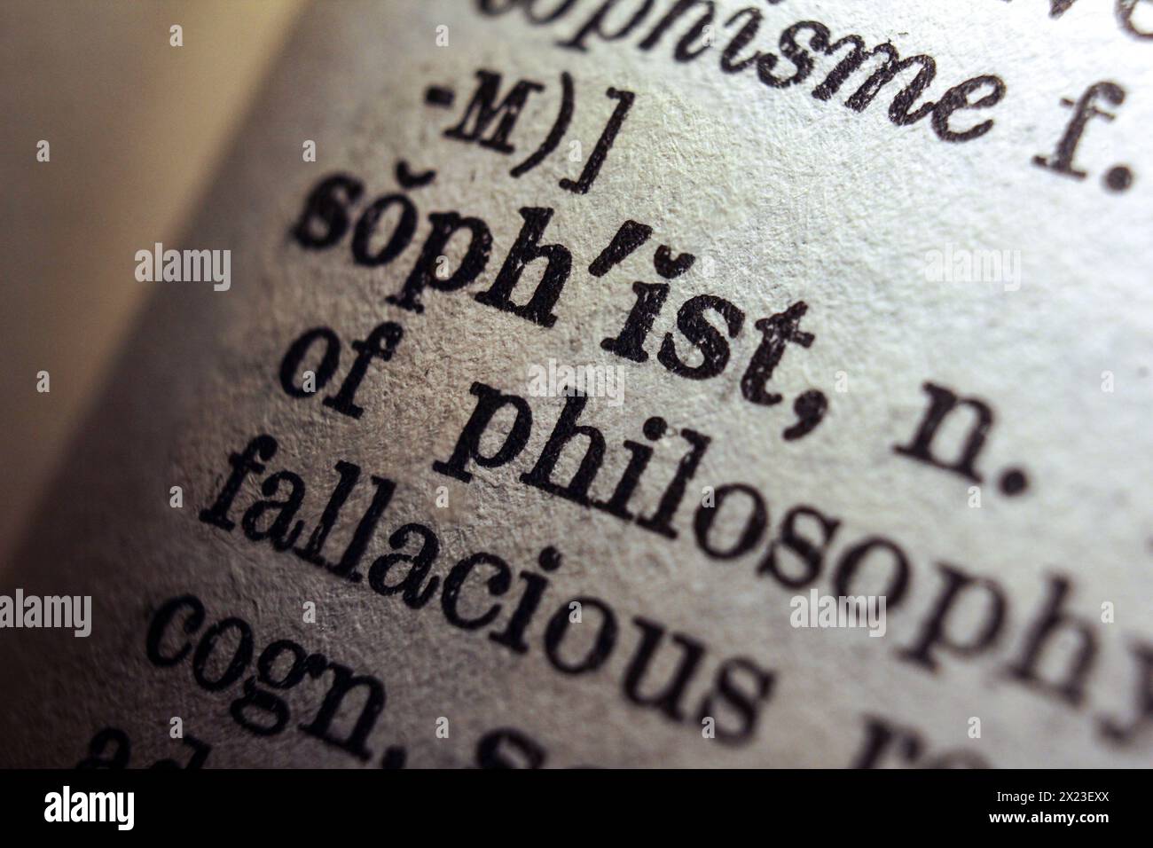 Word sophist on dictionary page, macro close-up Stock Photo - Alamy
