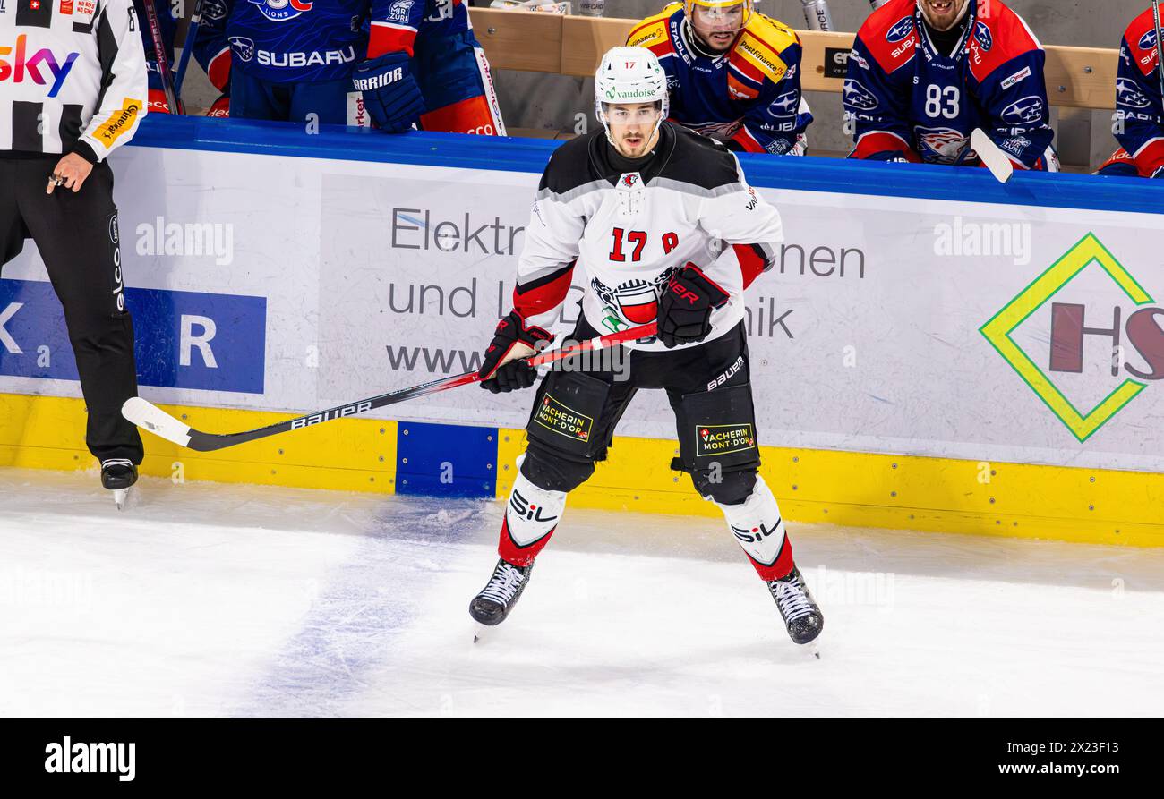 Zurich, Switzerland, 16th Apr 2024: #17 Ken Jäger, forward Lausanne HC ...