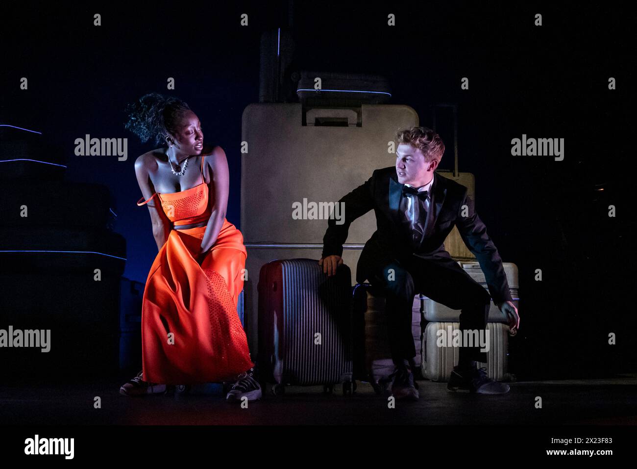 London, UK. 19 April 2024. Sam Tutty as Dougal and Dujonna Gift as ...