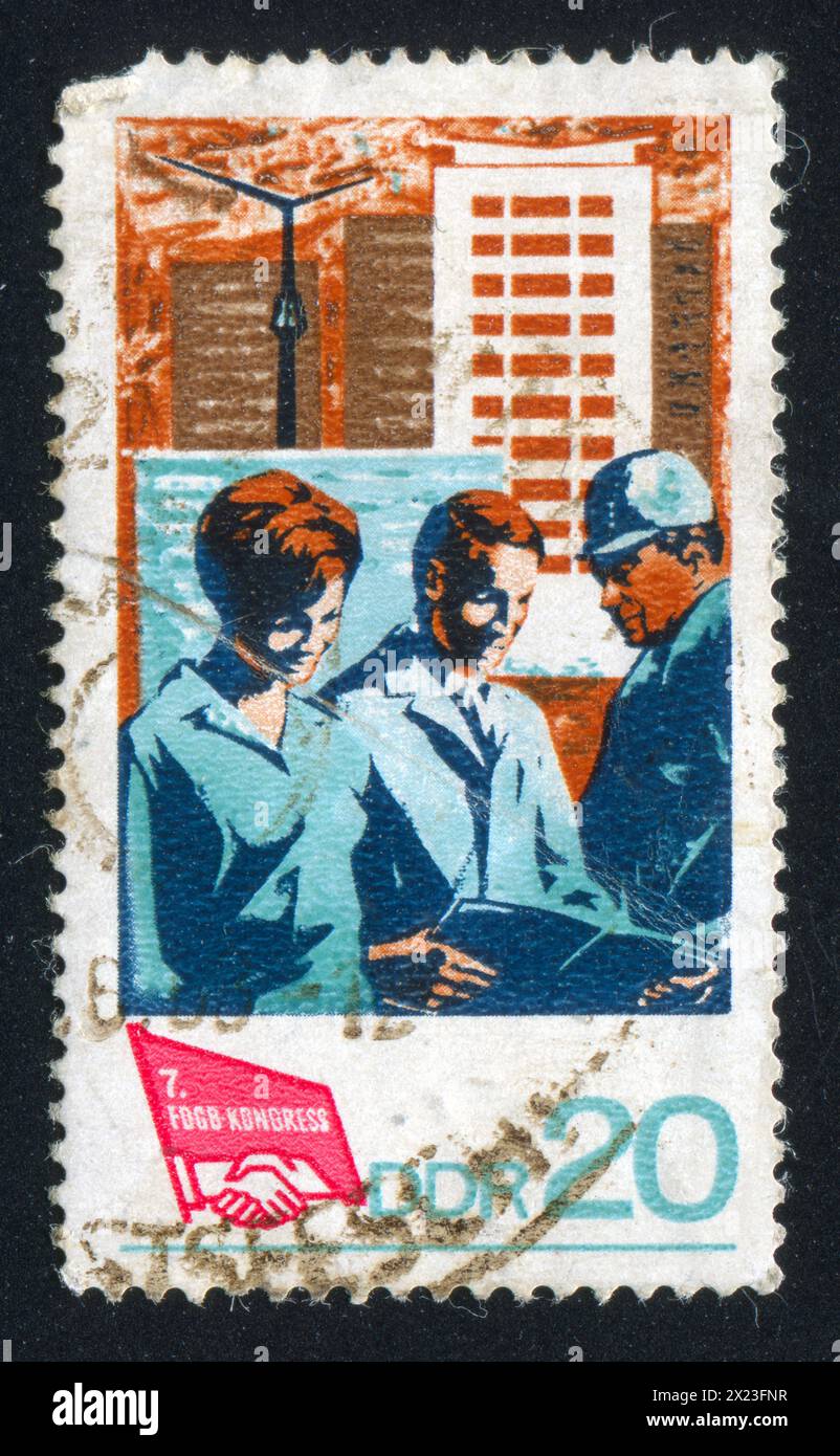 GERMANY - CIRCA 1968: stamp printed by Germany, shows Young workers ...