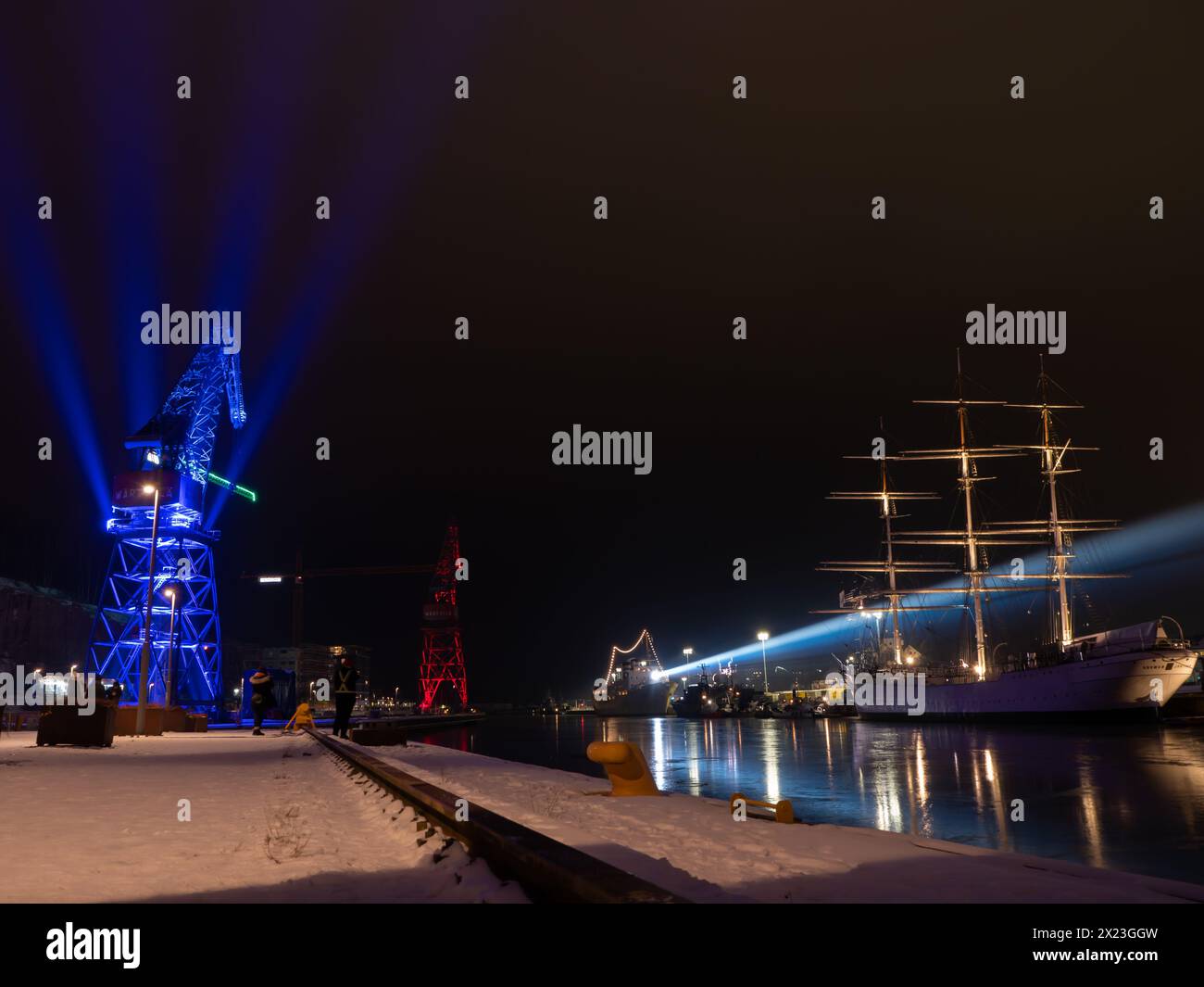 Beautiful night landscape at the Path of light event 2022. Turku ...