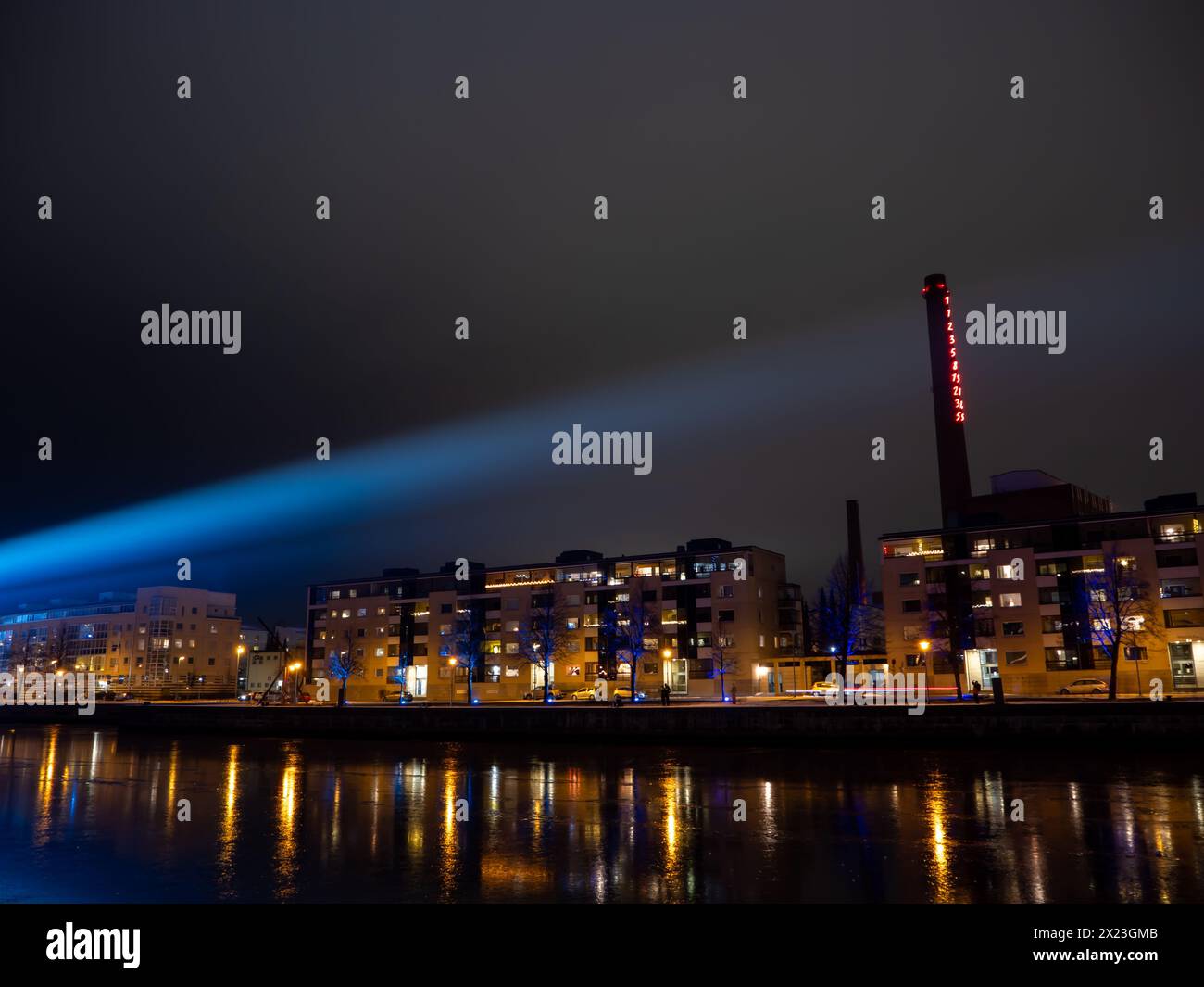 Beautiful night landscape at the Path of light event 2022. Turku ...