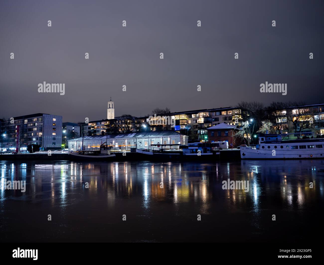 Beautiful night landscape at the Path of light event 2022. Turku ...