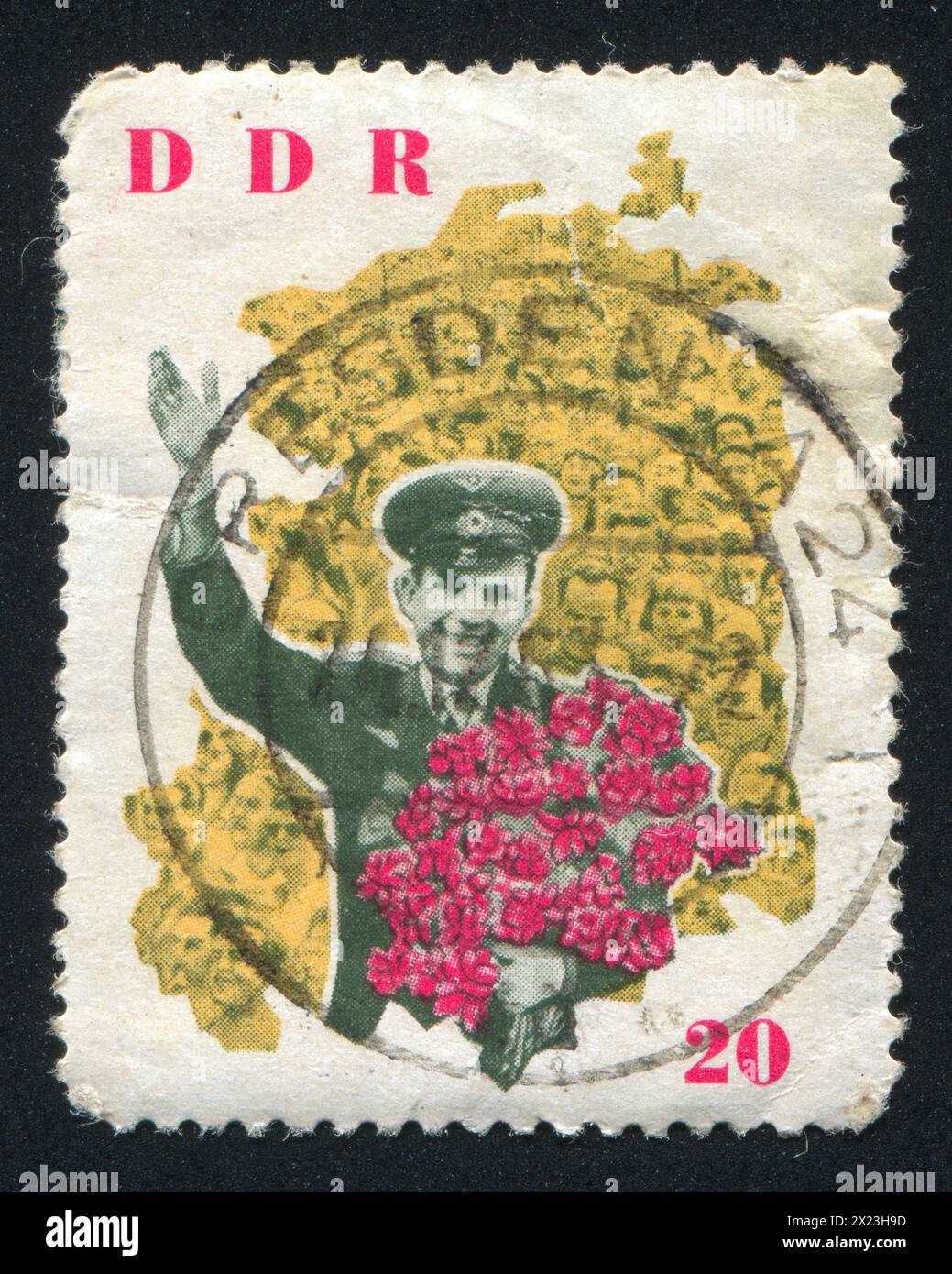 GERMANY - CIRCA 1963: stamp printed by Germany, shows Yuri Gagarin and ...