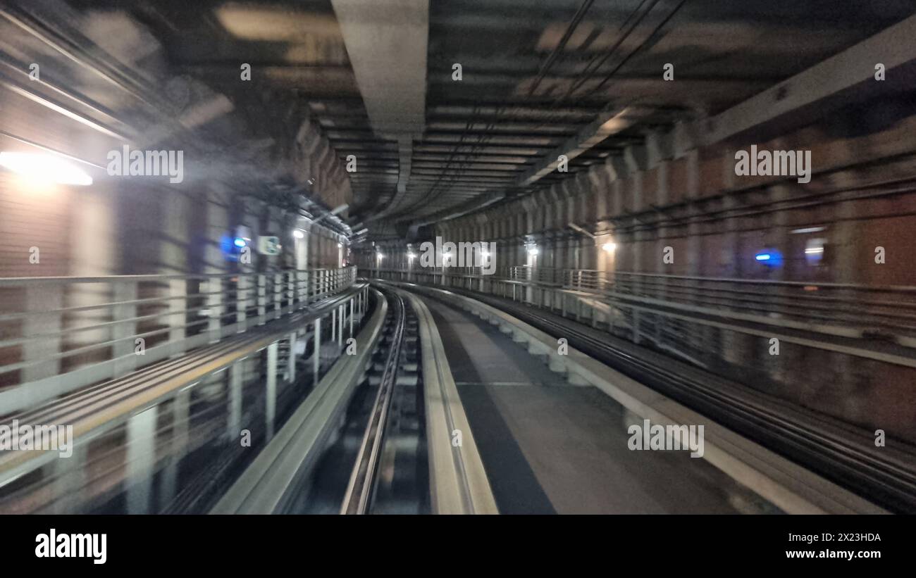 An interesting view of the underground train tracks running under the ...