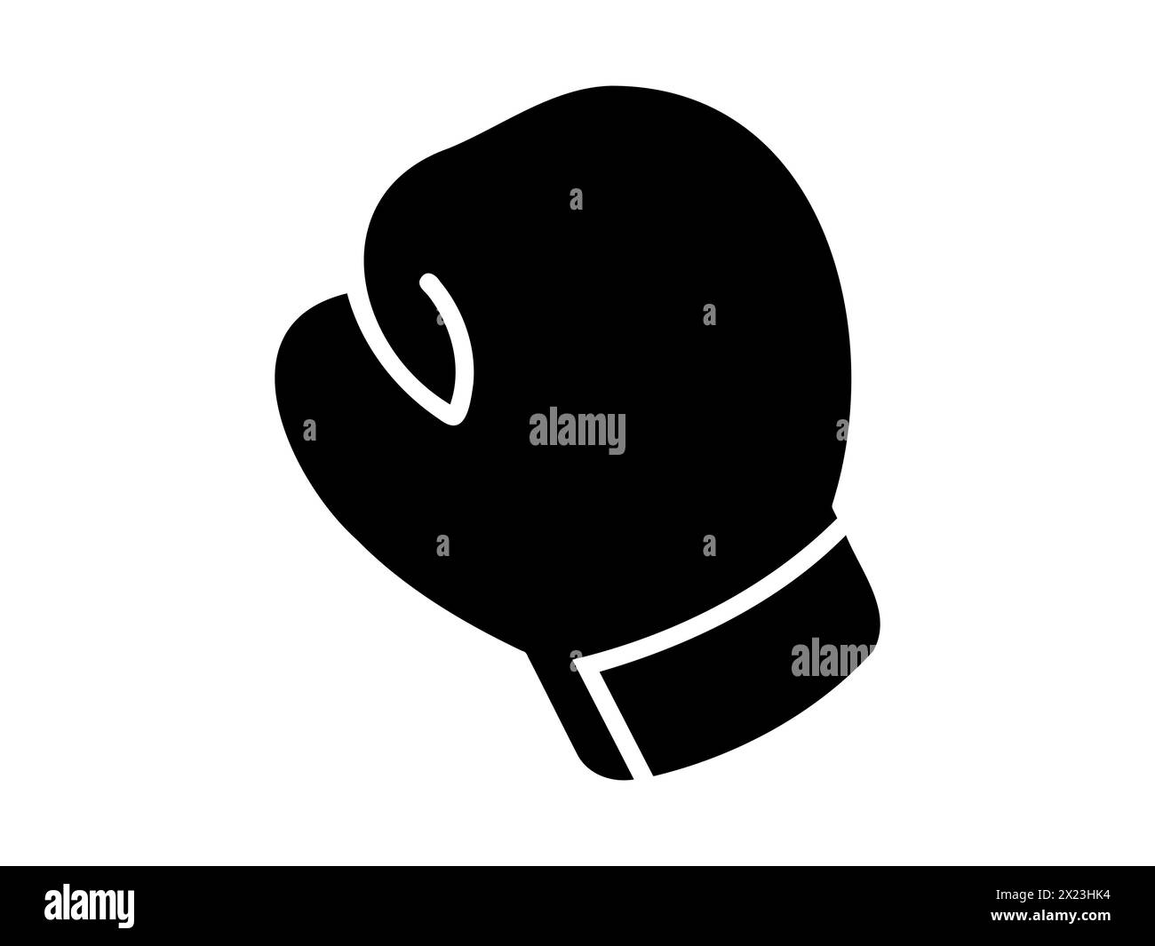 Black boxing glove silhouette. Black and white graphic illustration of ...