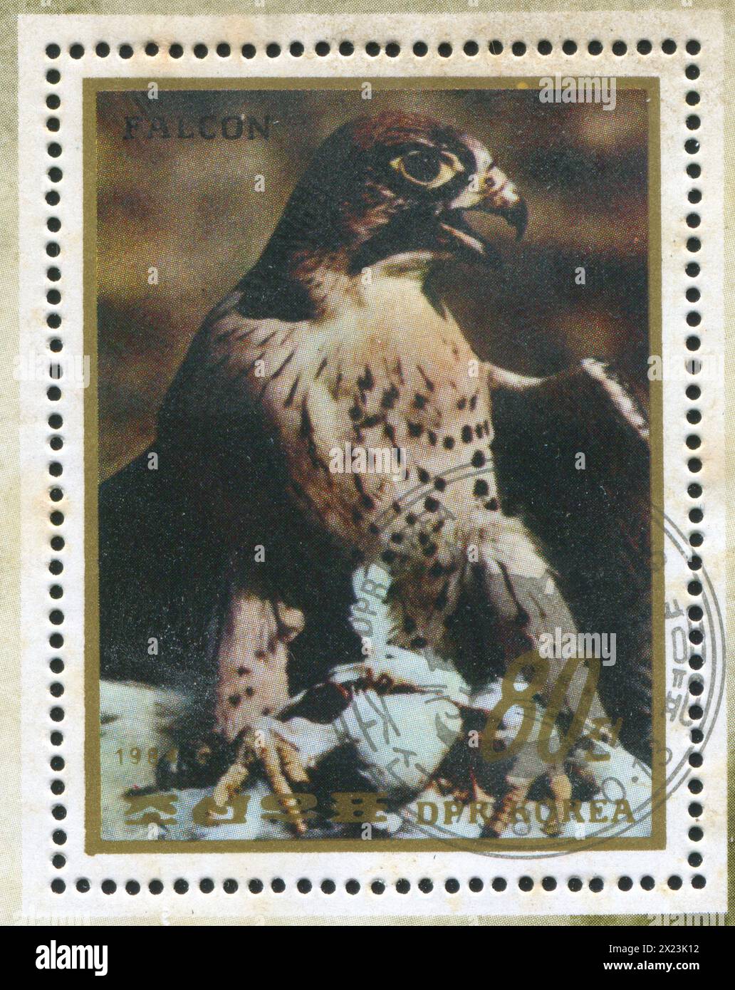 KOREA DPR - CIRCA 1984: stamp printed by Korea DPR, shows Falcon, circa ...