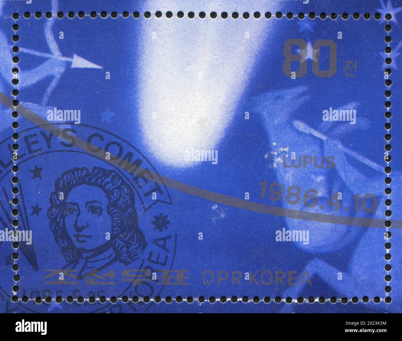 KOREA DPR - CIRCA 1986: stamp printed by Korea DPR, shows Comet’s ...