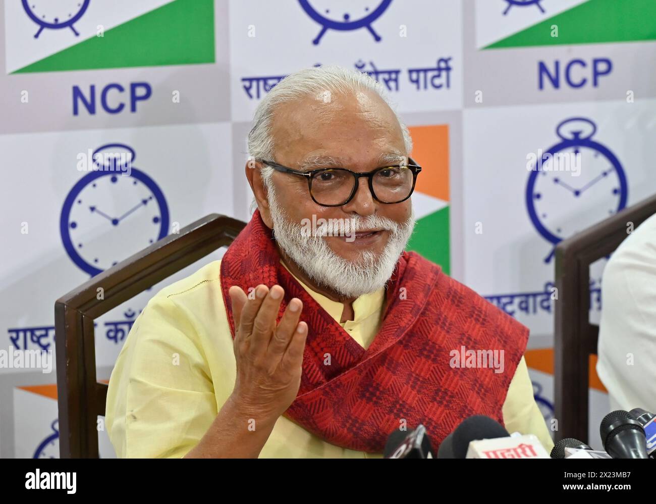 MUMBAI, INDIA - APRIL 19: Maharashtra Cabinet Minister and NCP leader Chhagan Bhujbal addressing ...