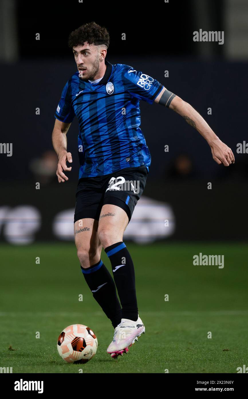 Bergamo, Italy. 18 April 2024. Matteo Ruggeri of Atalanta BC in action ...