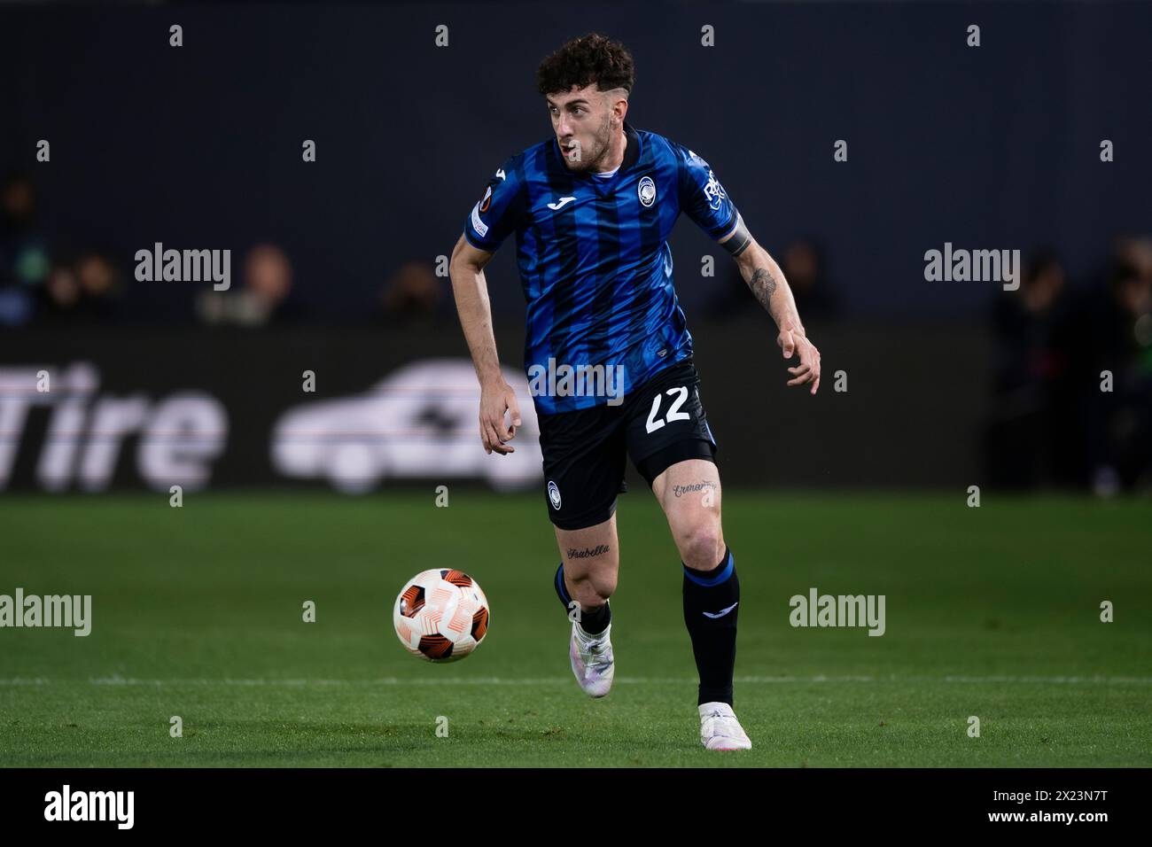 Bergamo, Italy. 18 April 2024. Matteo Ruggeri of Atalanta BC in action ...