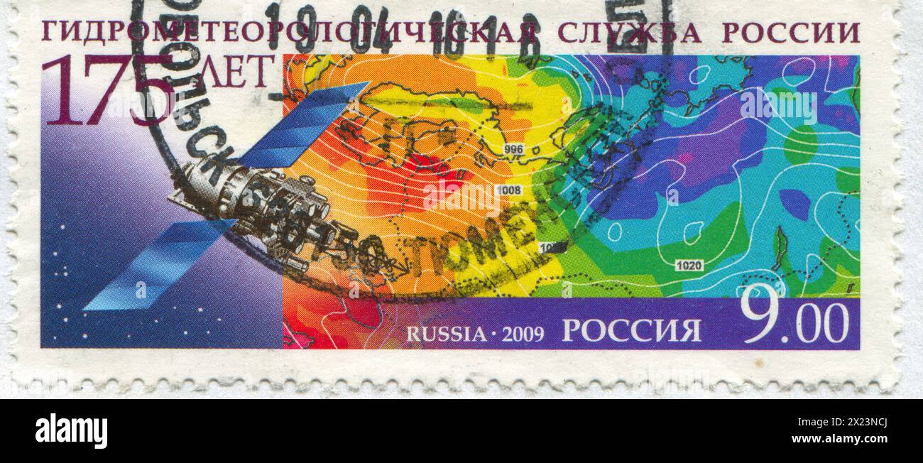 RUSSIA - CIRCA 2009: stamp printed by Russia, shows Satellite and ...