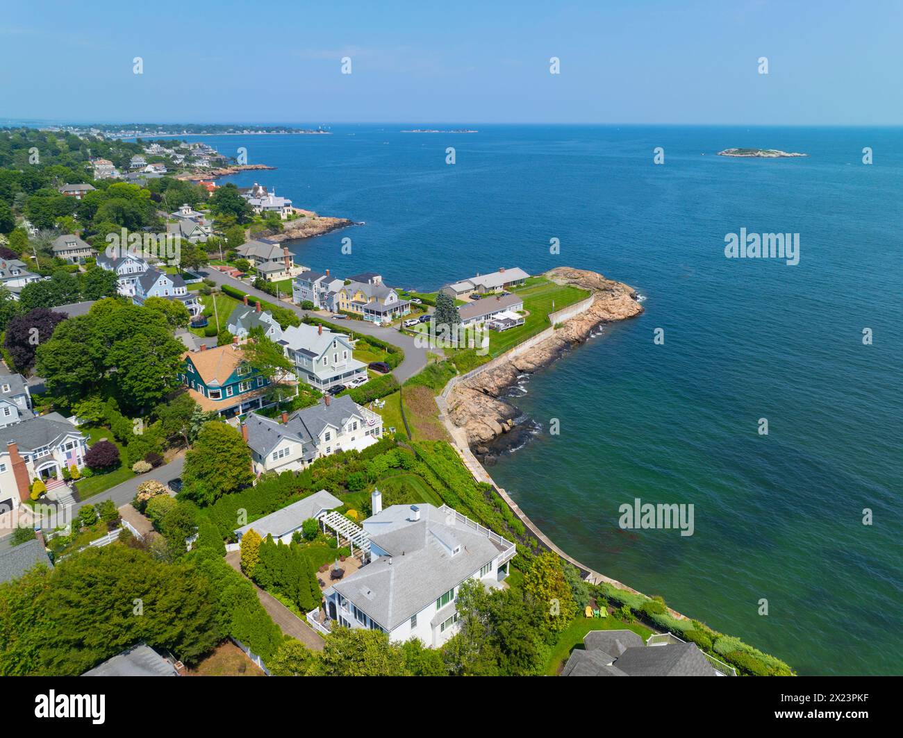 Preston Beach aerial view in summer between town of Marblehead and ...