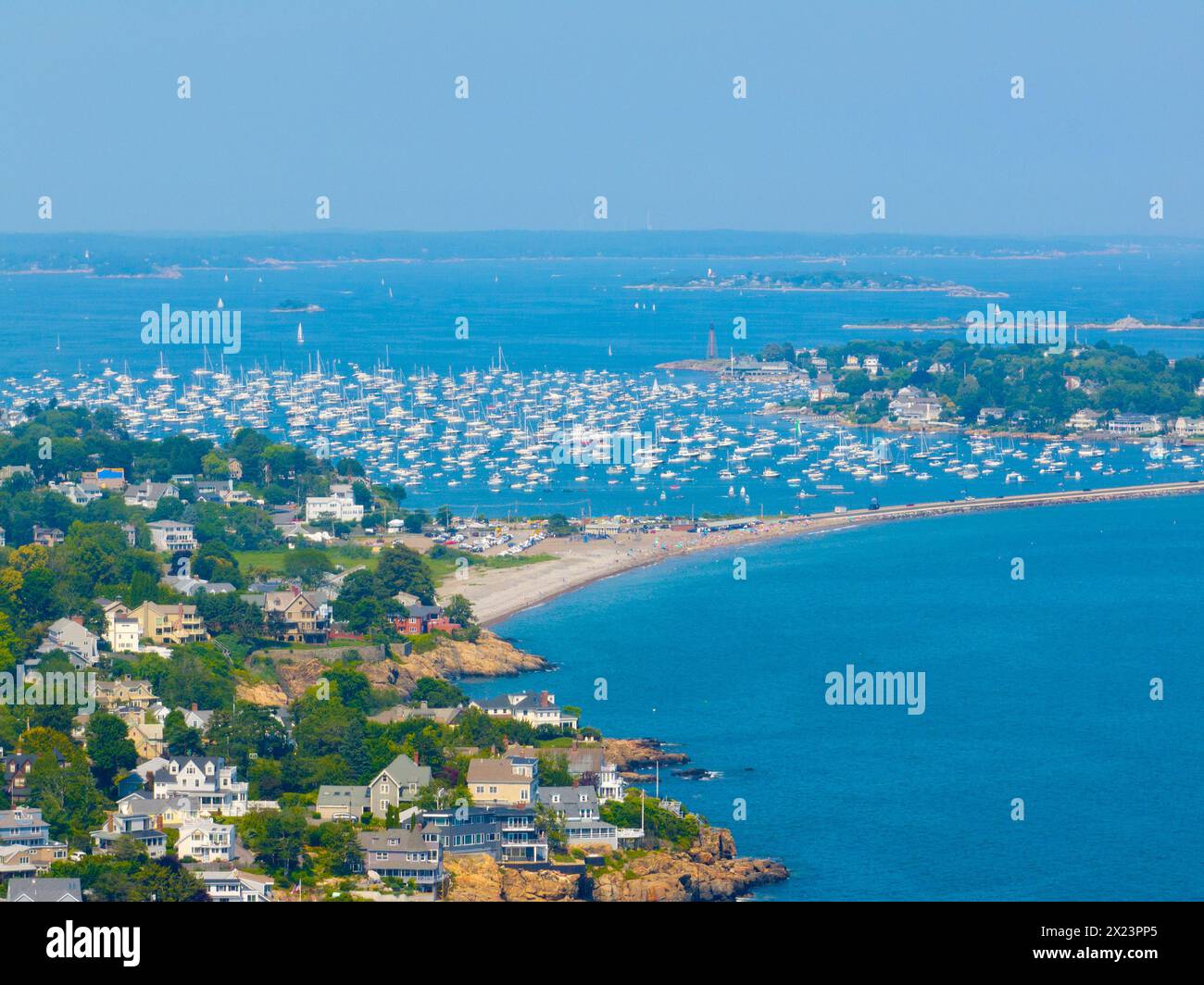 Marblehead Neck and Ocean Avenue aerial view at Marblehead Harbor in ...