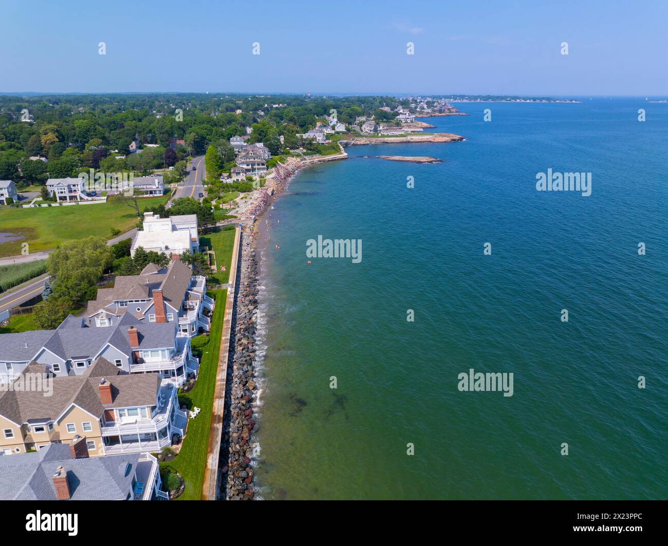 Preston Beach aerial view in summer between town of Marblehead and ...