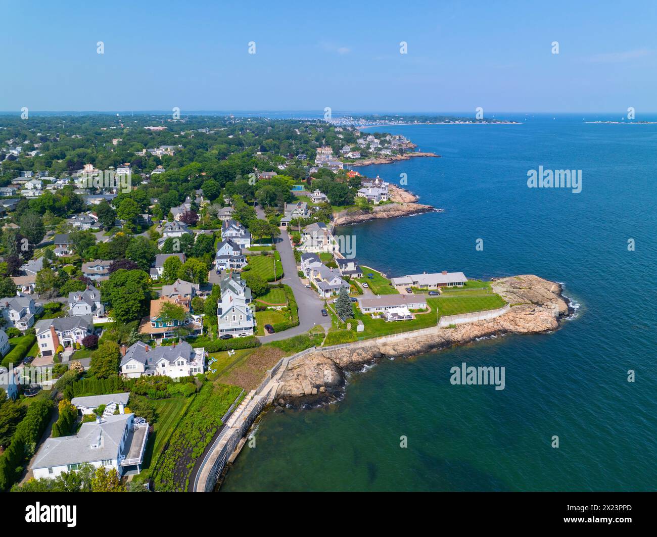 Preston Beach aerial view in summer between town of Marblehead and ...
