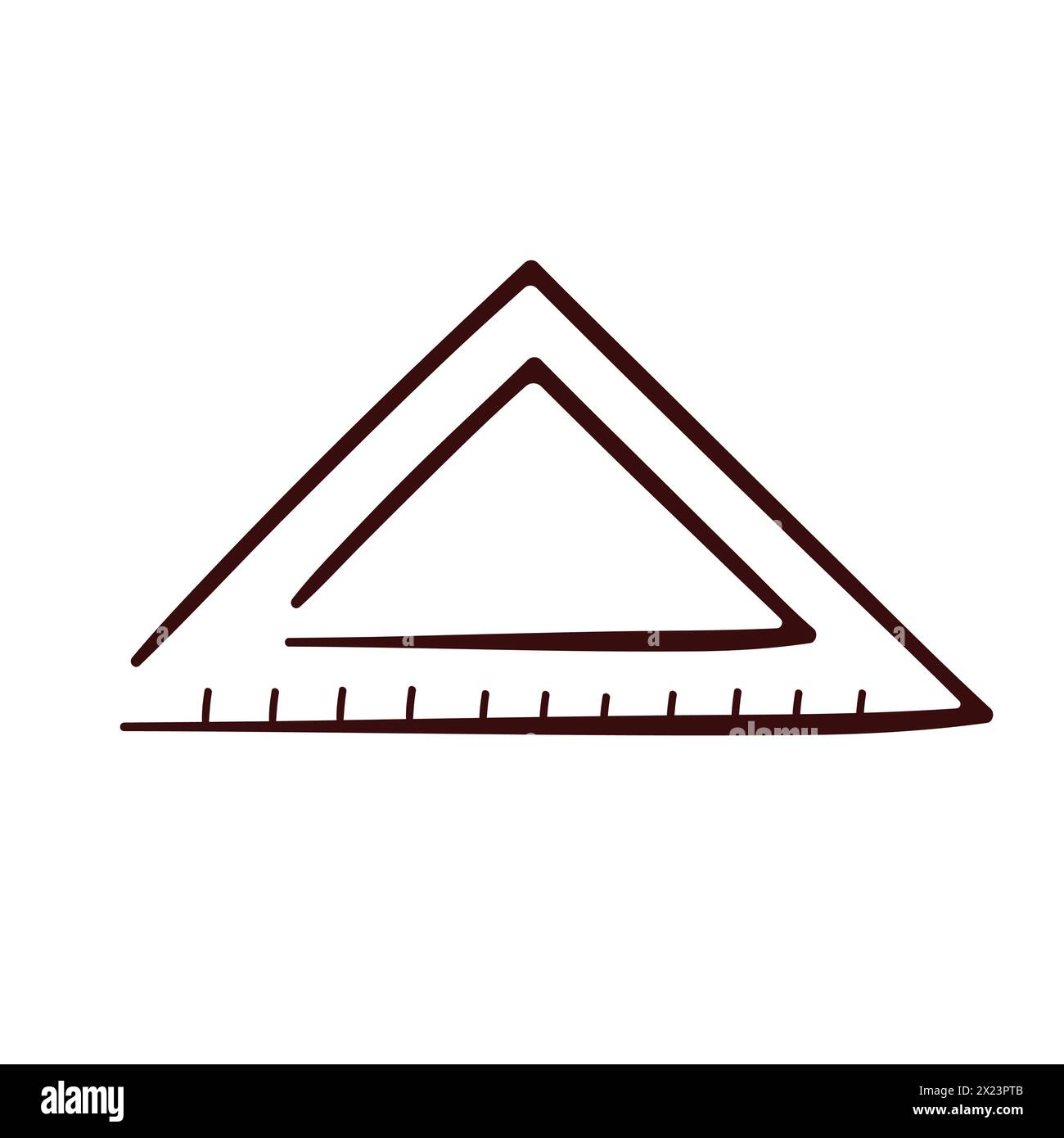 Education math triangular ruler icon in line art style. Stationery ...