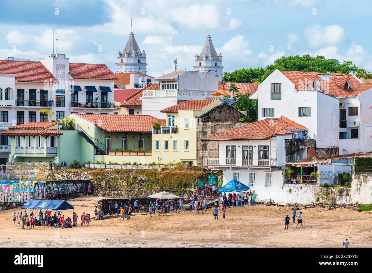 View over the old town to the Cathedral Basilica of Santa Maria la ...