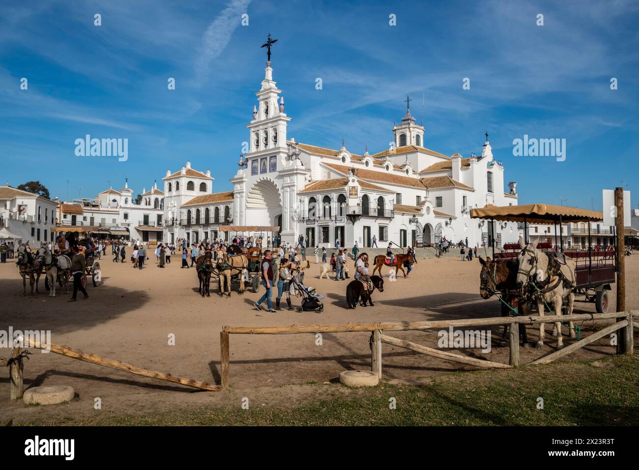 Horse rides for children at a festival in El Rocio, Spain Stock Photo ...