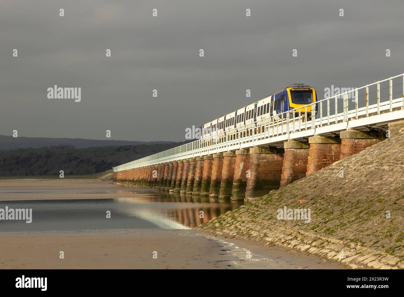 Kent Viaduct, Arnside with train Stock Photo - Alamy