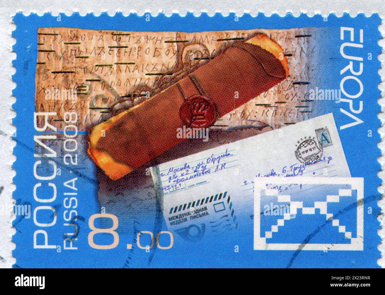 RUSSIA - CIRCA 2008: stamp printed by Russia, shows Scroll against the ...