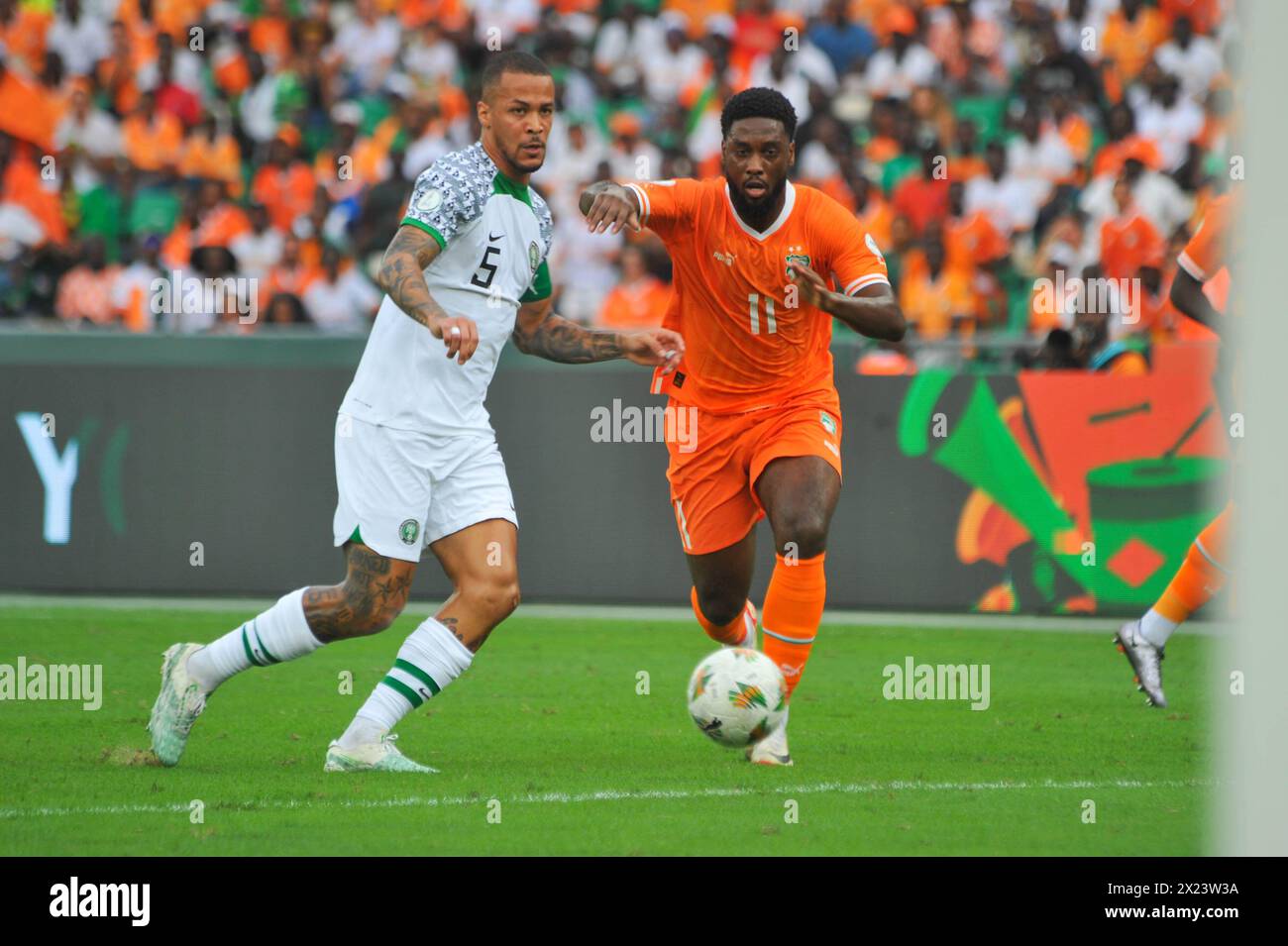ABIDJAN, COTE D'IVOIRE - JANUARY 18; William Paul Ekong of Nigeria and ...