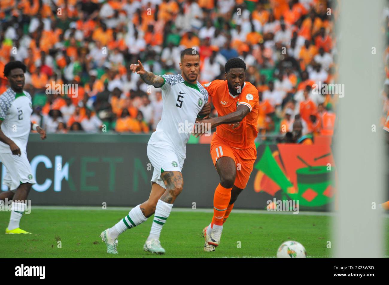 ABIDJAN, COTE D'IVOIRE - JANUARY 18; William Paul Ekong of Nigeria and ...