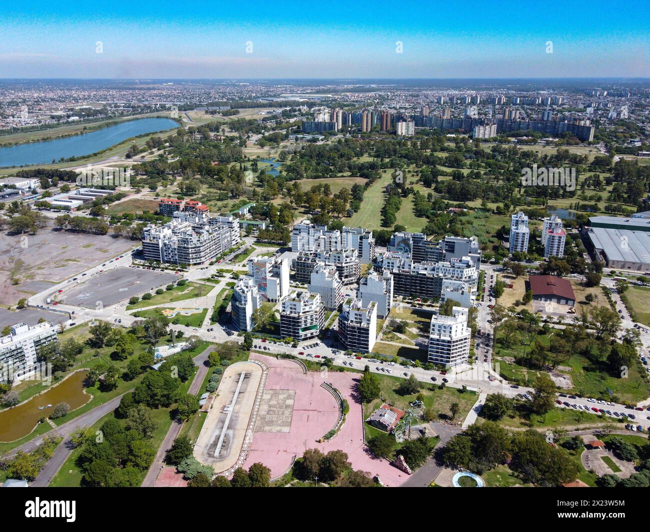 aerial view of the Olympic neighborhood in Buenos Aires and monoblock ...