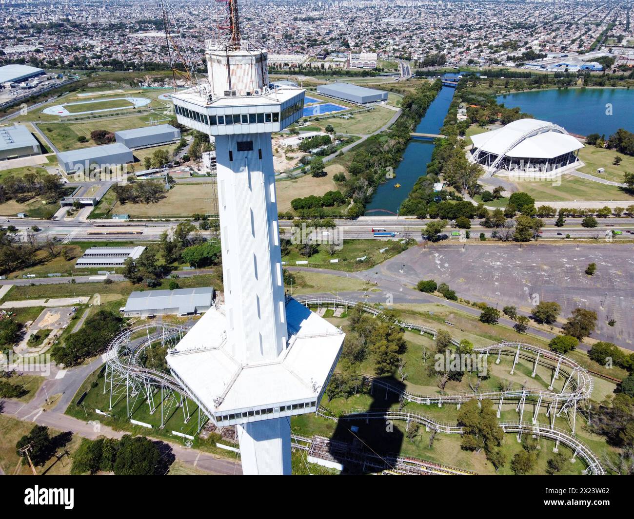 Abandoned space tower of the Interama city park and Roca park in Buenos ...