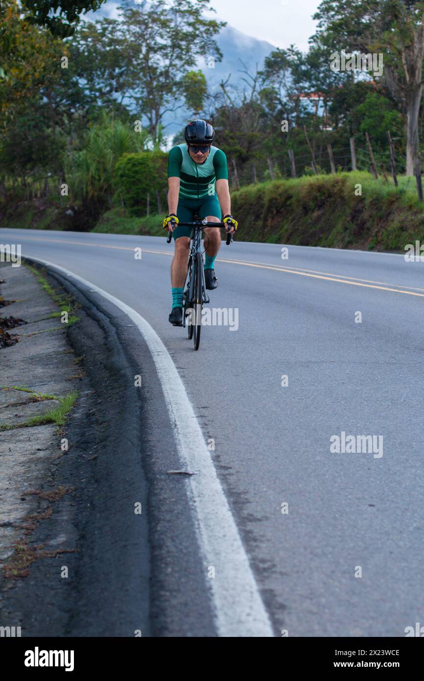 lifestyle concept. cyclist on the road training. general plan Stock ...