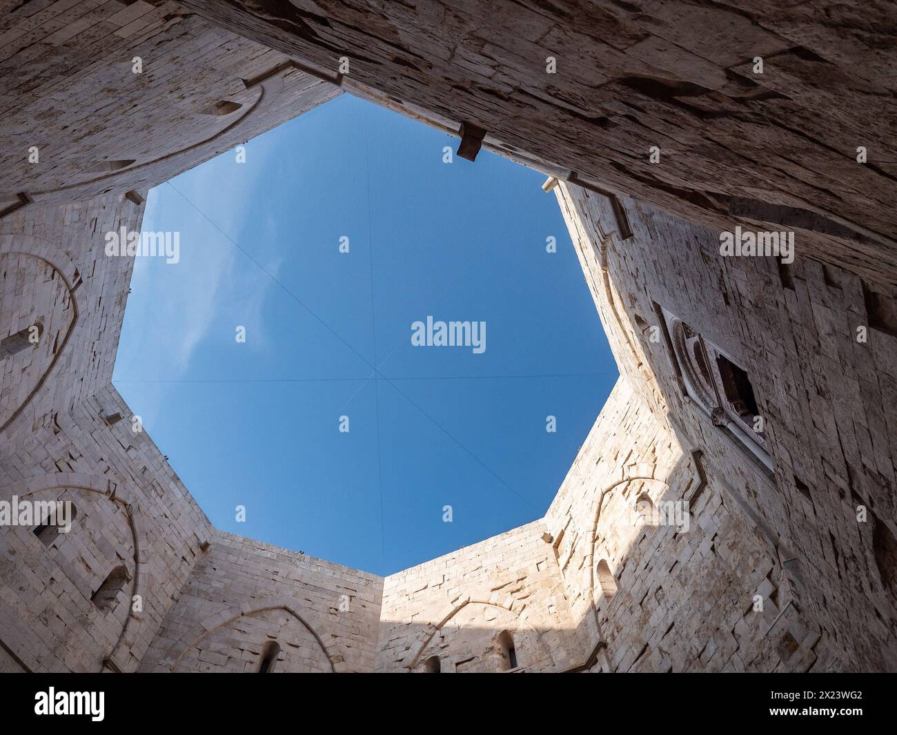 ANDRIA, ITALY - OCTOBER 30, 2021: Inner courtyard of octagonal Castel ...