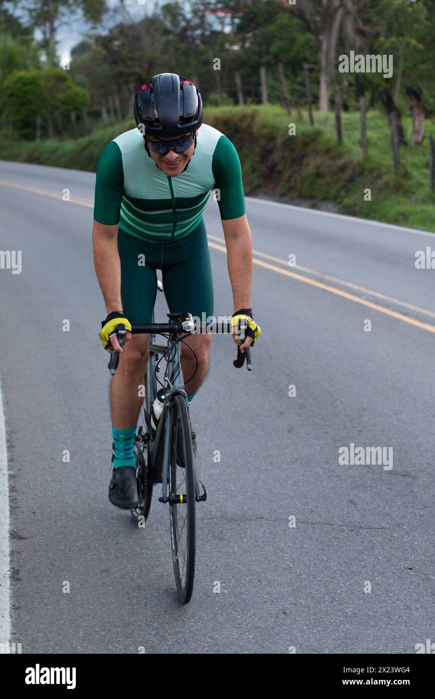 lifestyle concept. cyclist on the road training. general plan Stock ...