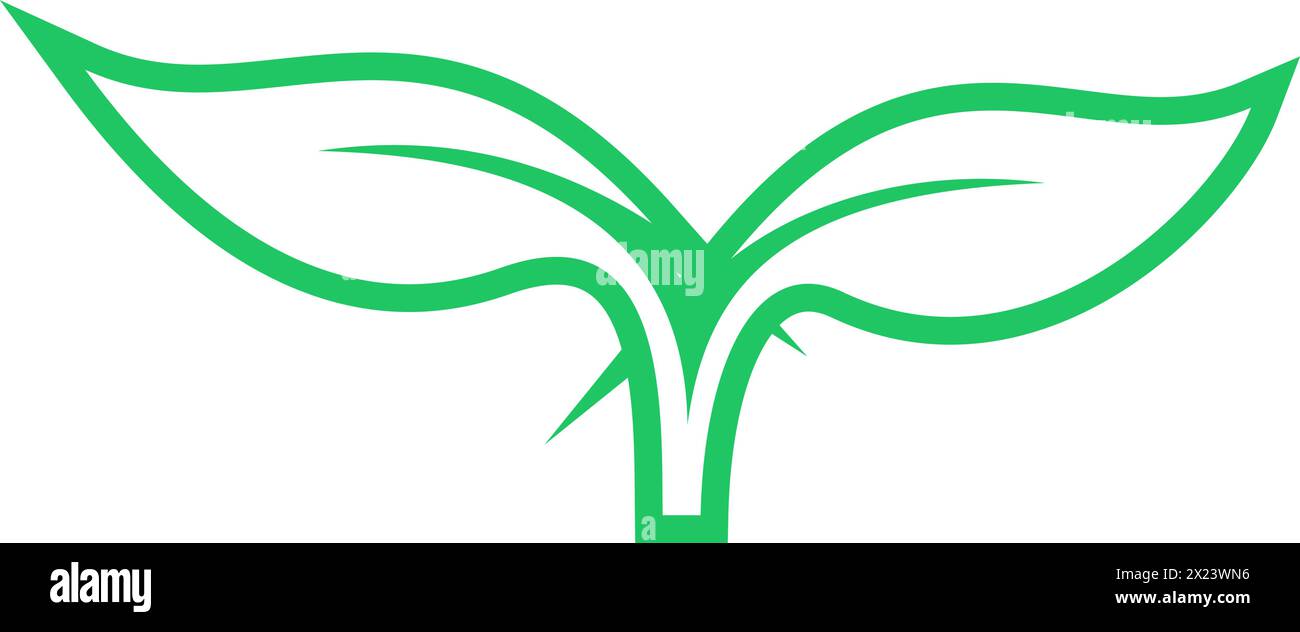 Linear green leaf icon as an issues of environmental pollution Stock ...