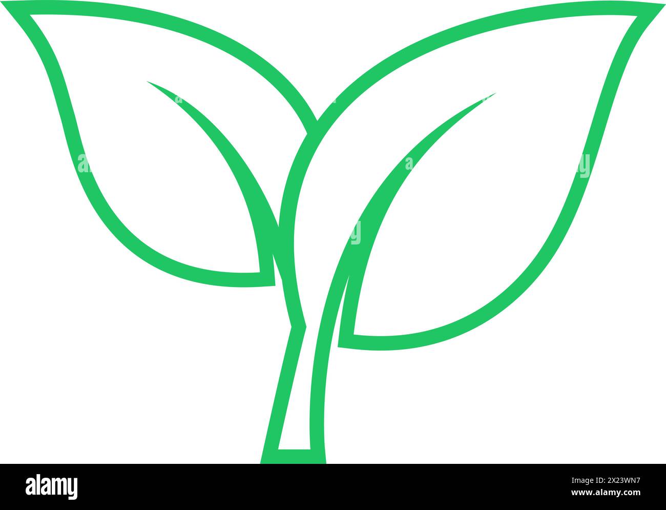 Linear green leaves icon as a symbol of environmental conservation ...