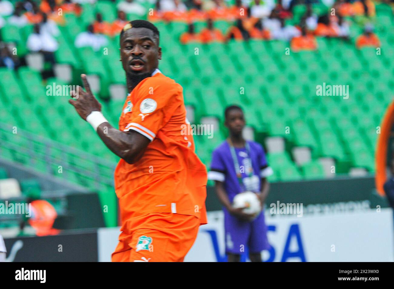 ABIDJAN, COTE D'IVOIRE - JANUARY 18; Serge Aurier of Cote D'Ivoire during the TotalEnergies Caf ...