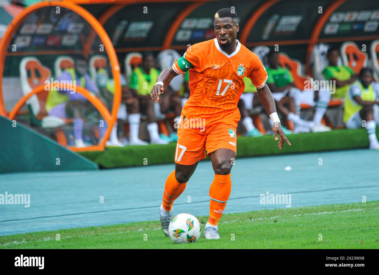 ABIDJAN, COTE D'IVOIRE - JANUARY 18; Serge Aurier of Cote D'Ivoire during the TotalEnergies Caf ...