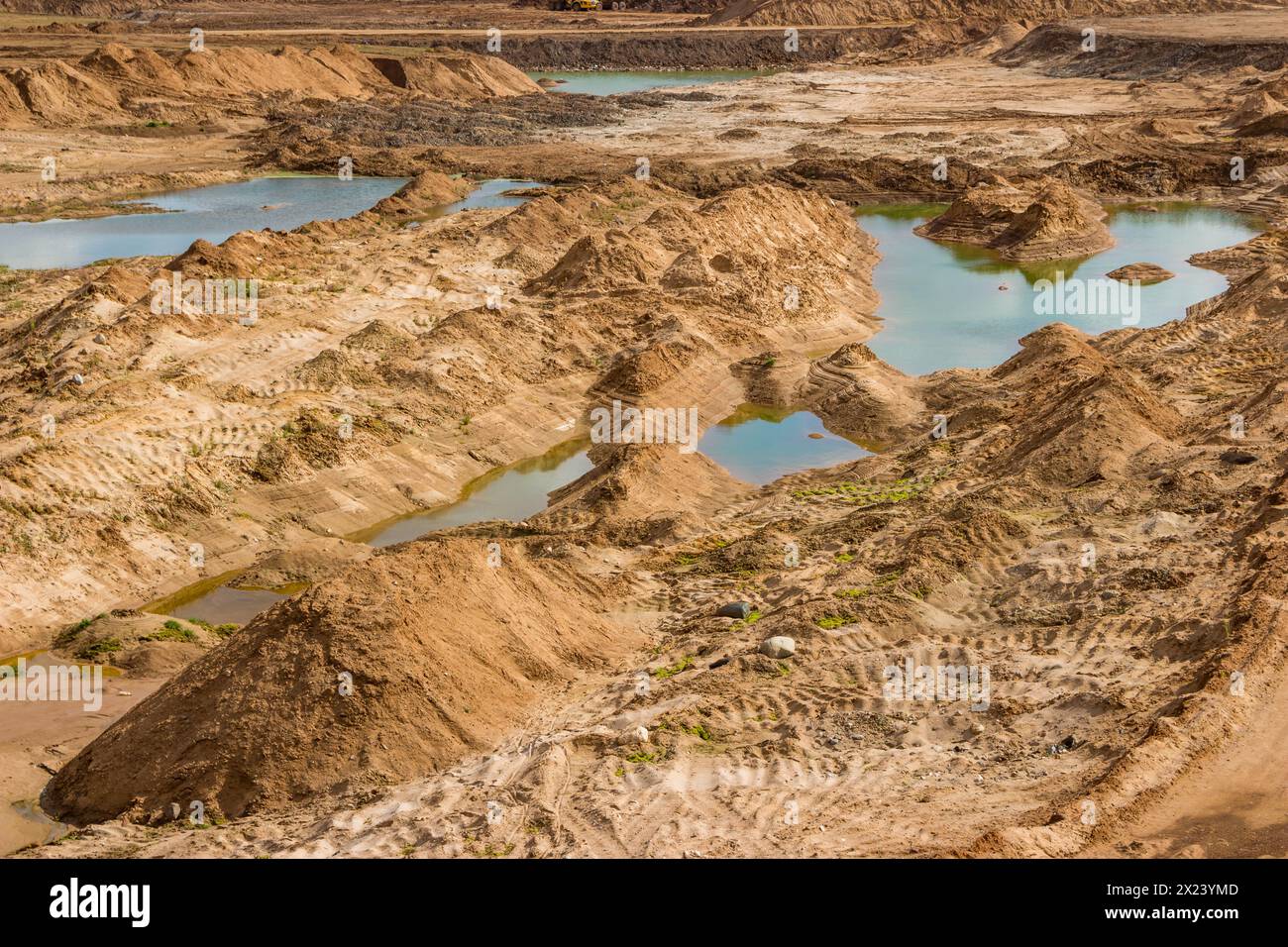 Landscape of a sand quarry with small ponds Stock Photo - Alamy