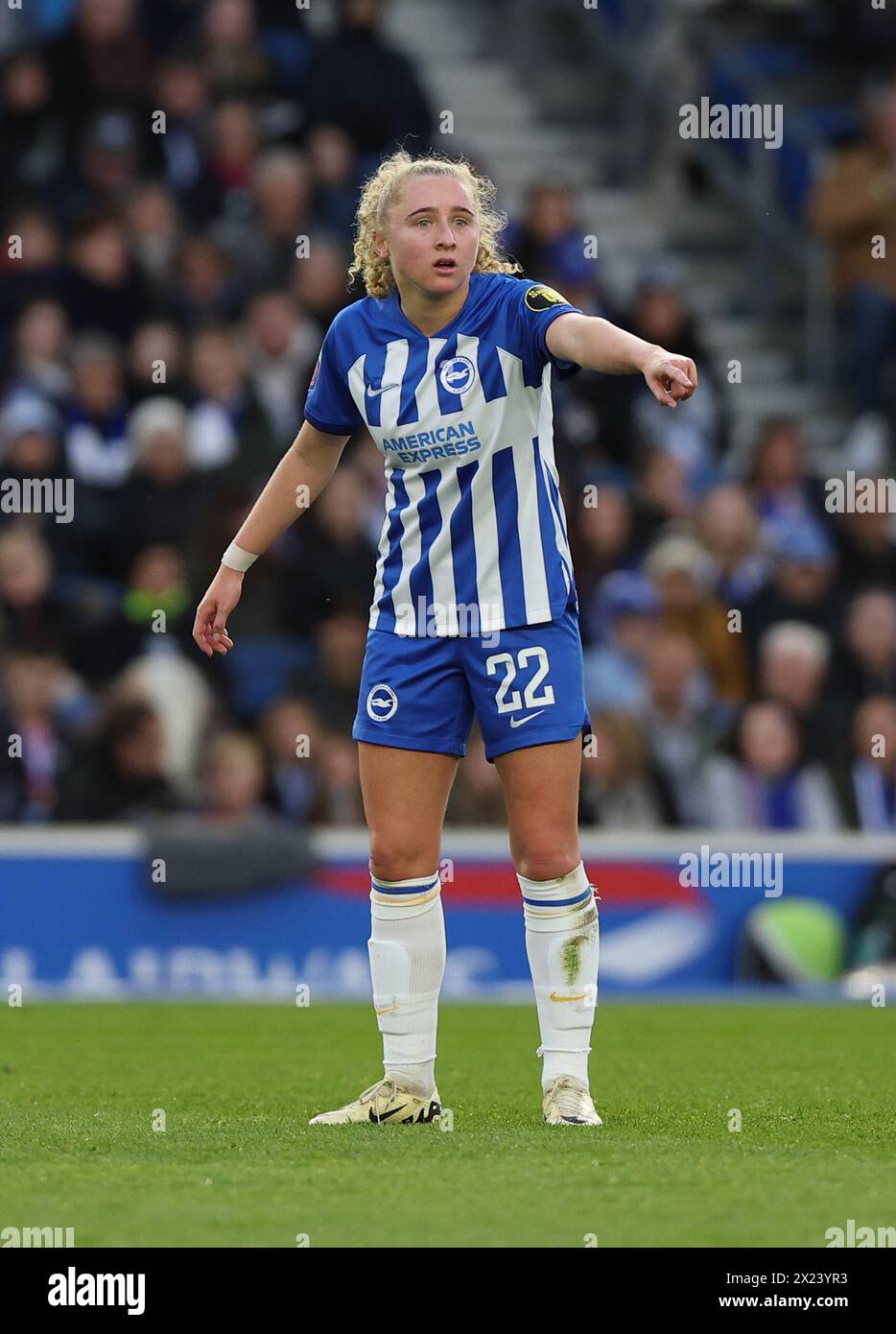 Brighton, UK. 19th Apr, 2024. Brighton's Katie Robinson during the ...
