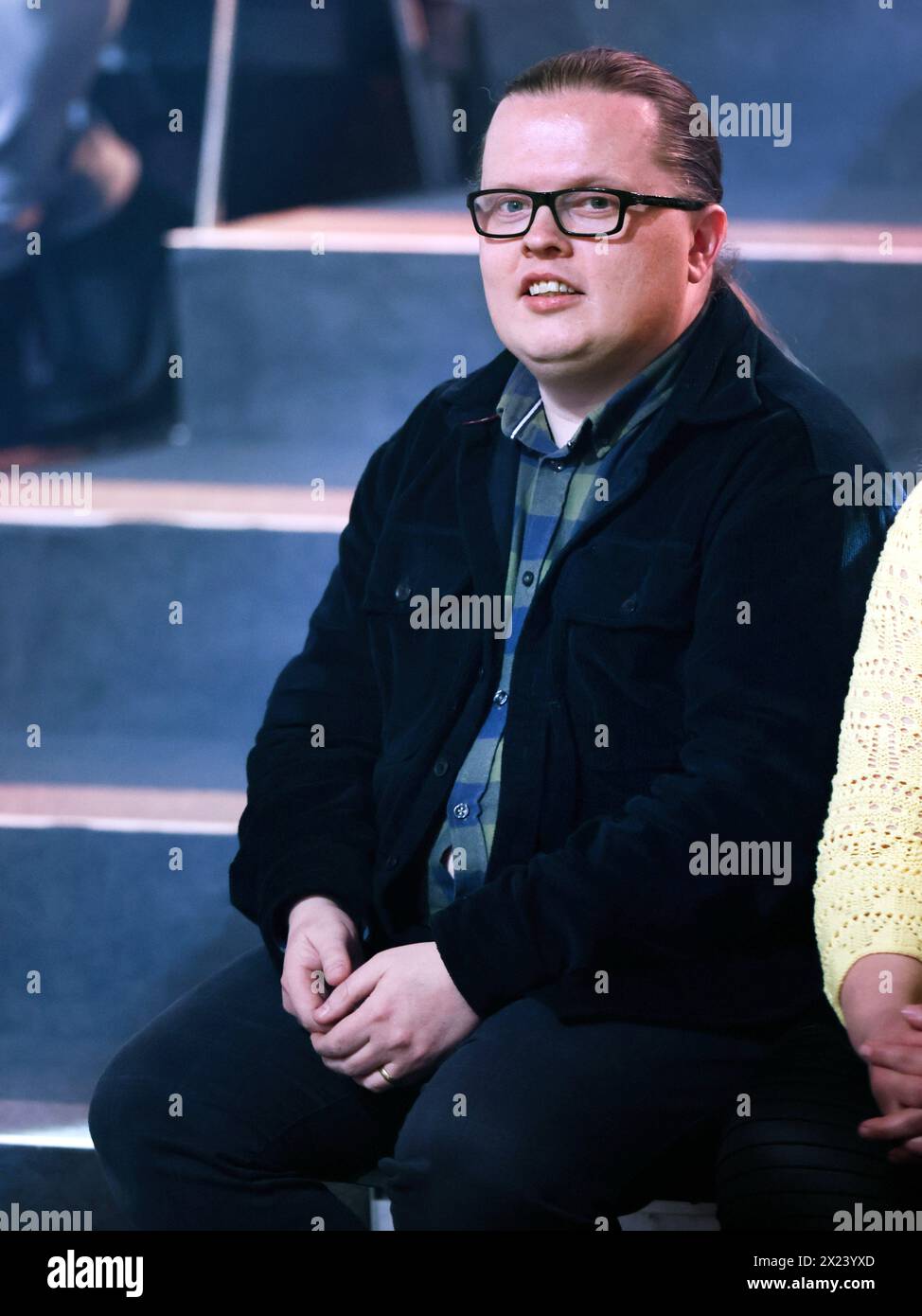 Cologne, Germany. 19th Apr, 2024. Angelo Kelly sits in the audience of ...