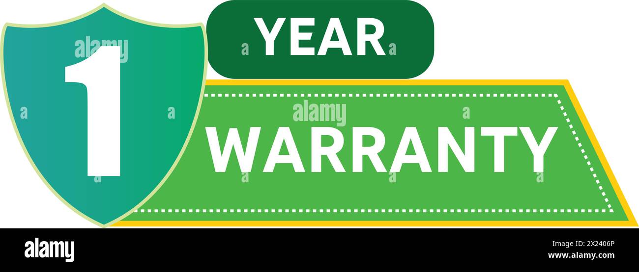 1 year warranty, warranty seal stamp, warranty colorful badge, first ...