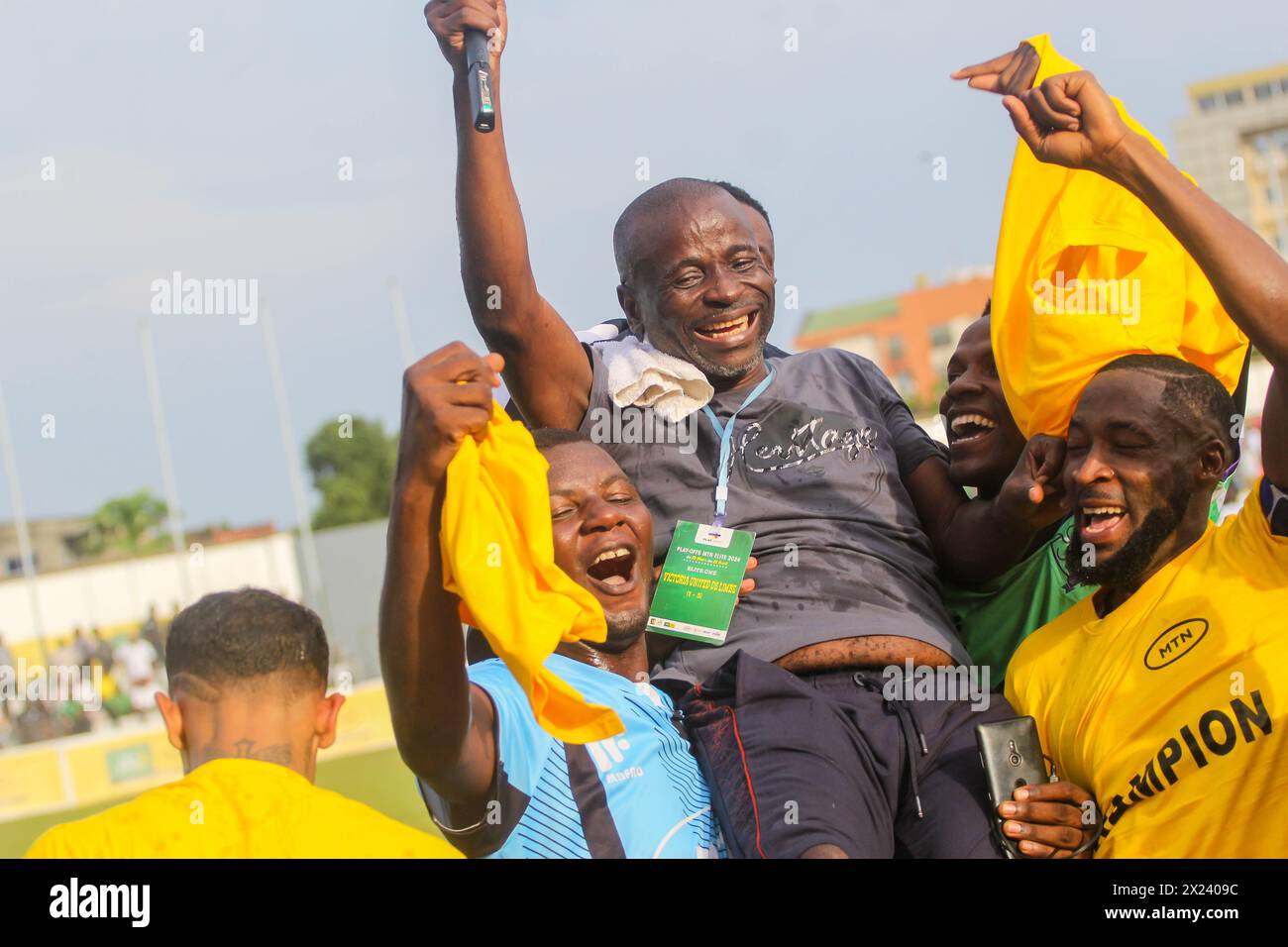 DOUALA, CAMEROON - APRIL 18: Victoria United Fc won the Elite one ...