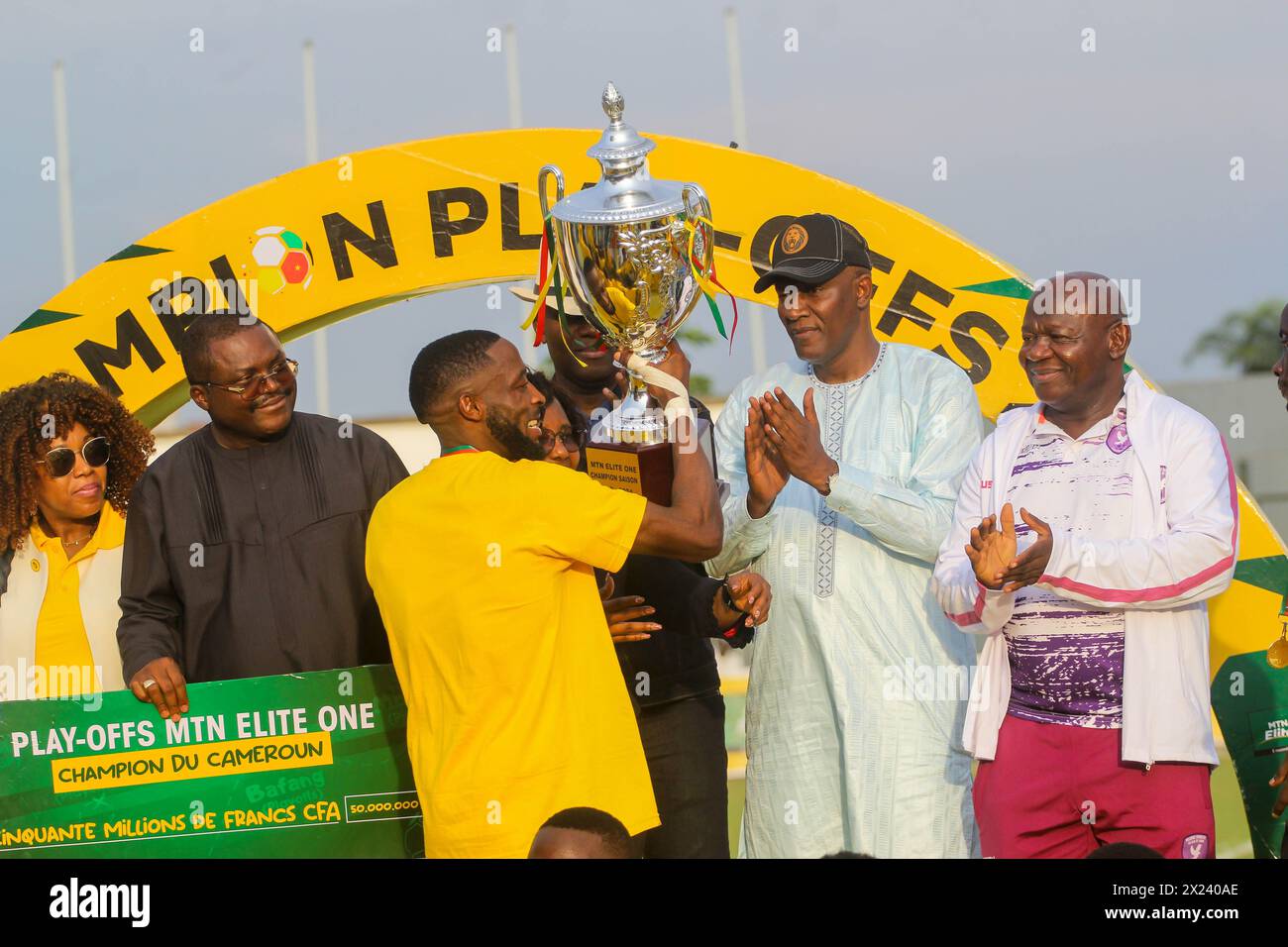 DOUALA, CAMEROON - APRIL 18: Victoria United Fc won the Elite one ...