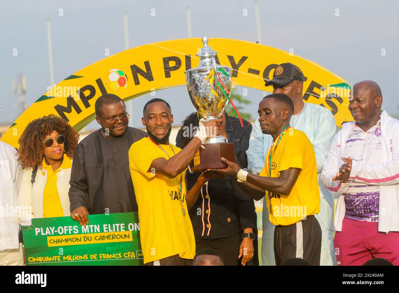 DOUALA, CAMEROON - APRIL 18: Victoria United Fc won the Elite one ...