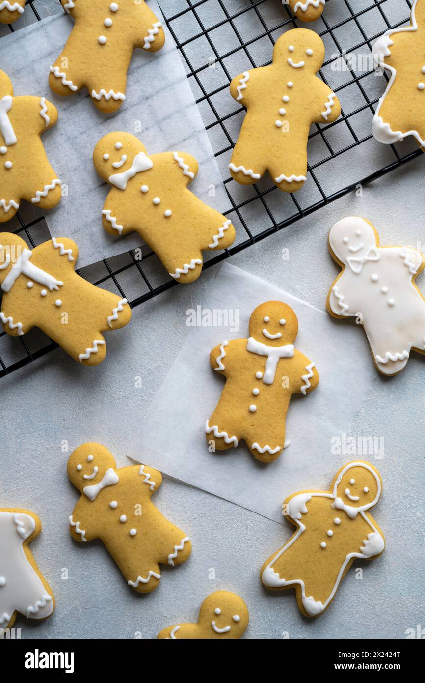 Gingerbread man biscuits Stock Photo - Alamy