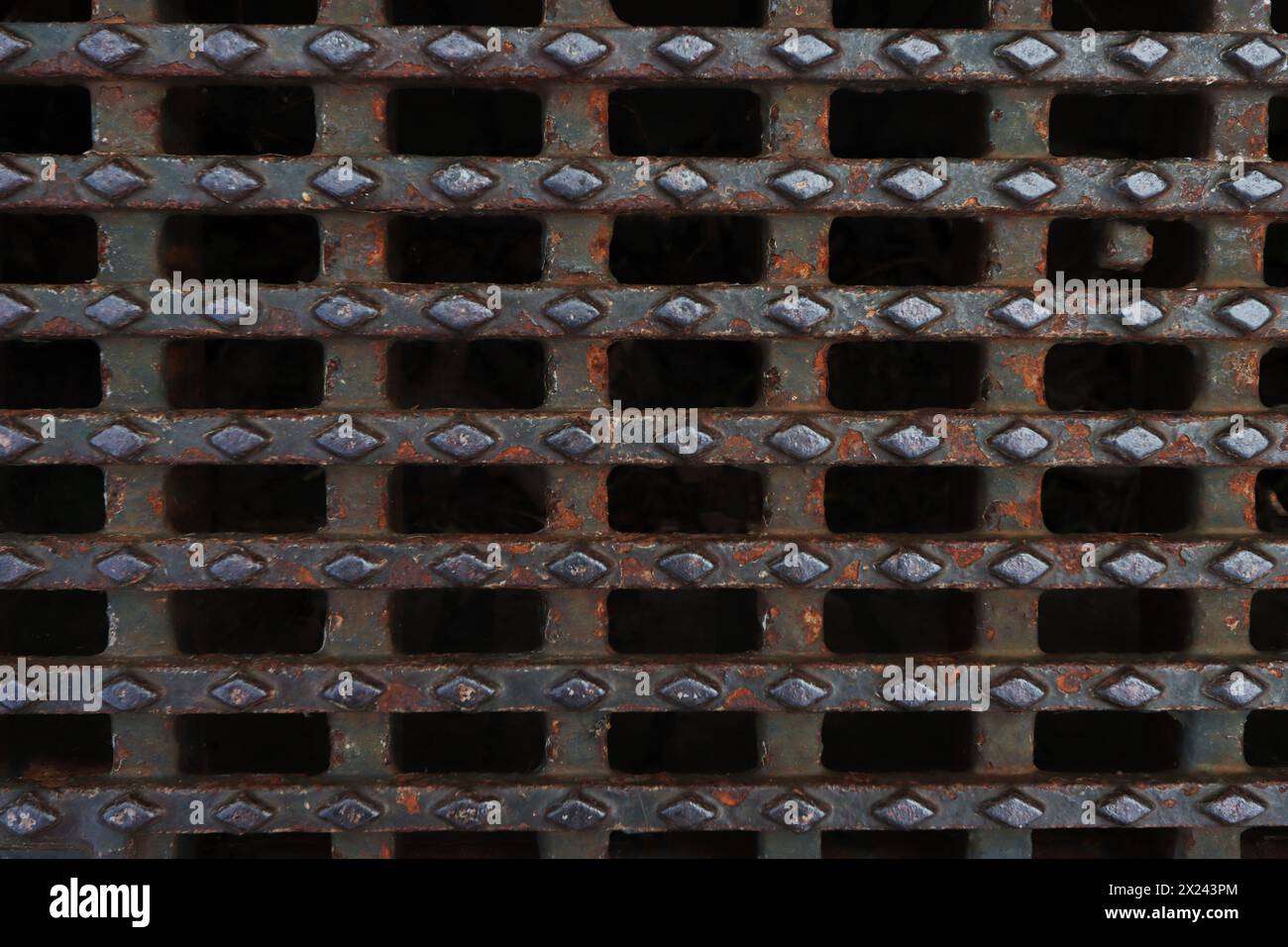 Metal grate top view.Cast iron decorative grate for wastewater ...