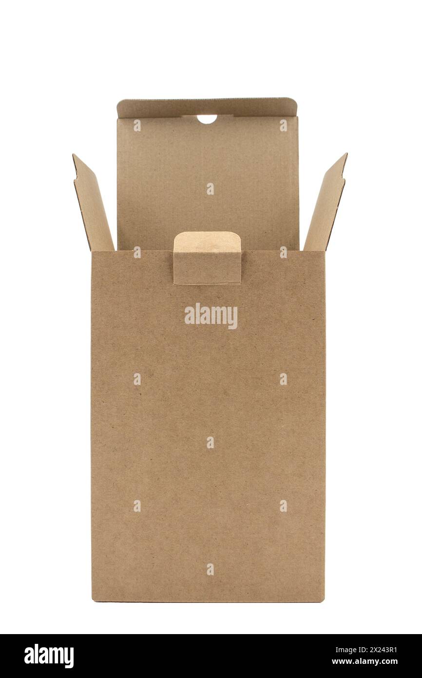open brown corrugated cardboard box for transporting goods, isolated on ...
