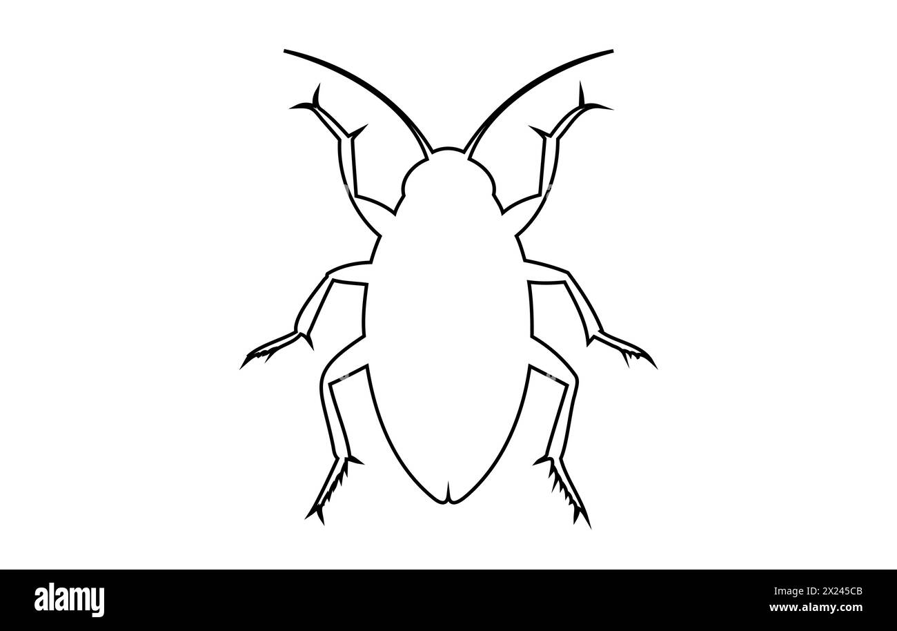 Black outline of cockroach isolated on white backdrop Illustration ...